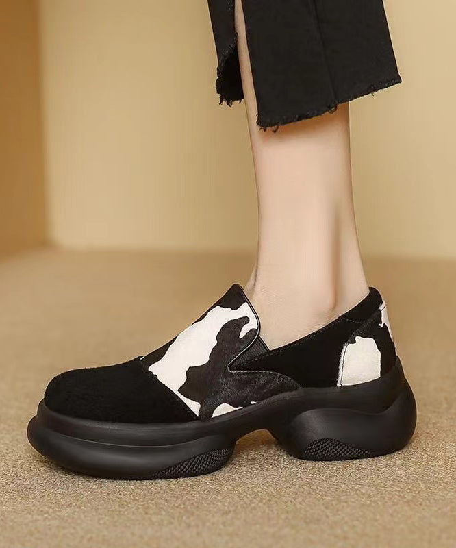 2024 New White Horse Hair Splicing Platform Loafer Shoes RS012 ...