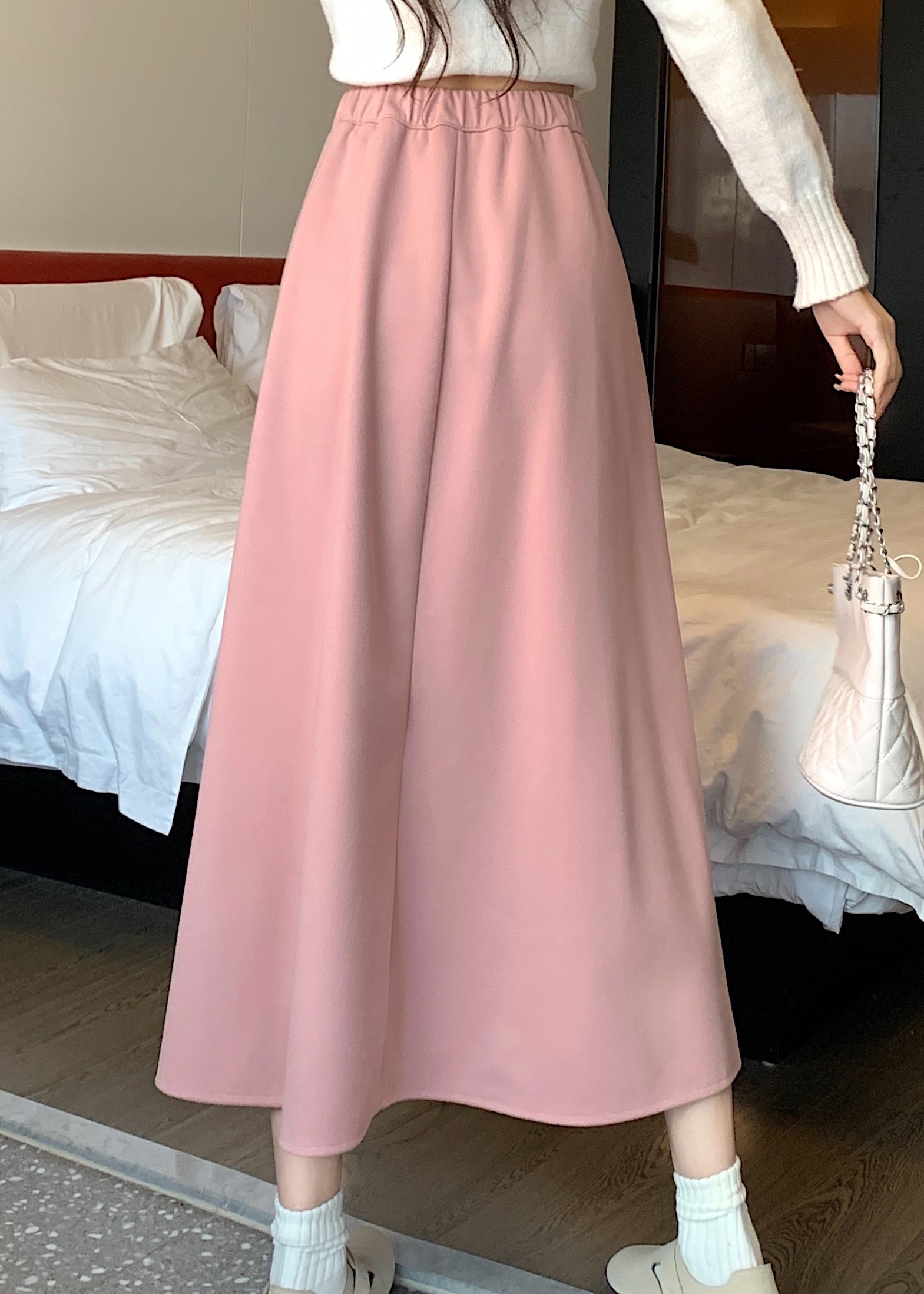French Versatile Pink High Waist Wrinkled Skirts Spring QQ1011 ...