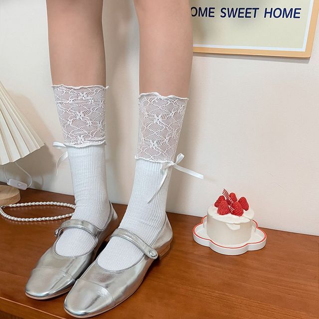 Lace Panel Ribbed Socks – Genistyle Shop