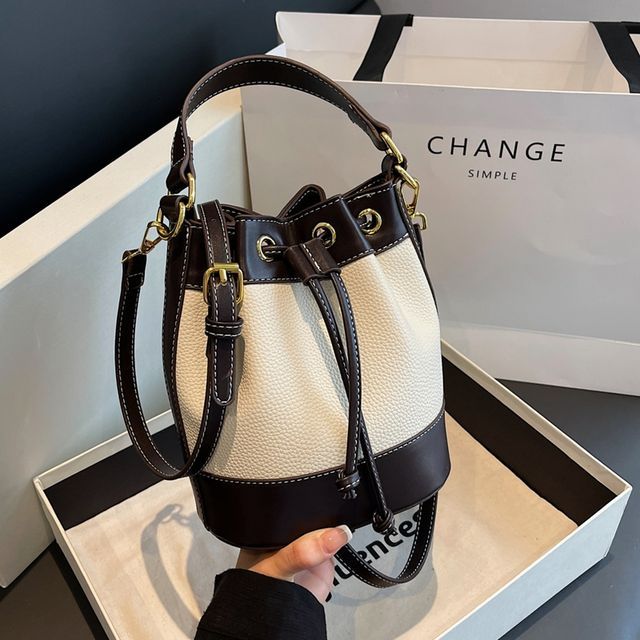 Contrast Trim Top Handle Bucket Bag – Genistyle Shop