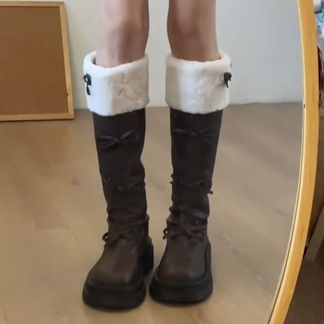 Bow Platform Chunky Heel Tall Boots – Genistyle Shop